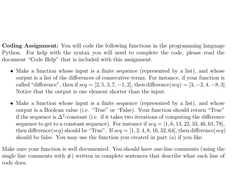 Solved Coding Assignment: You will code the following | Chegg.com