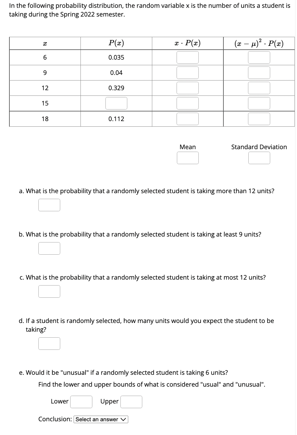 Solved In the following probability distribution, the random | Chegg.com
