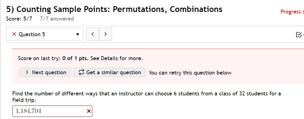 Solved 5) Counting Sample Points: Permutations, Combinations | Chegg.com