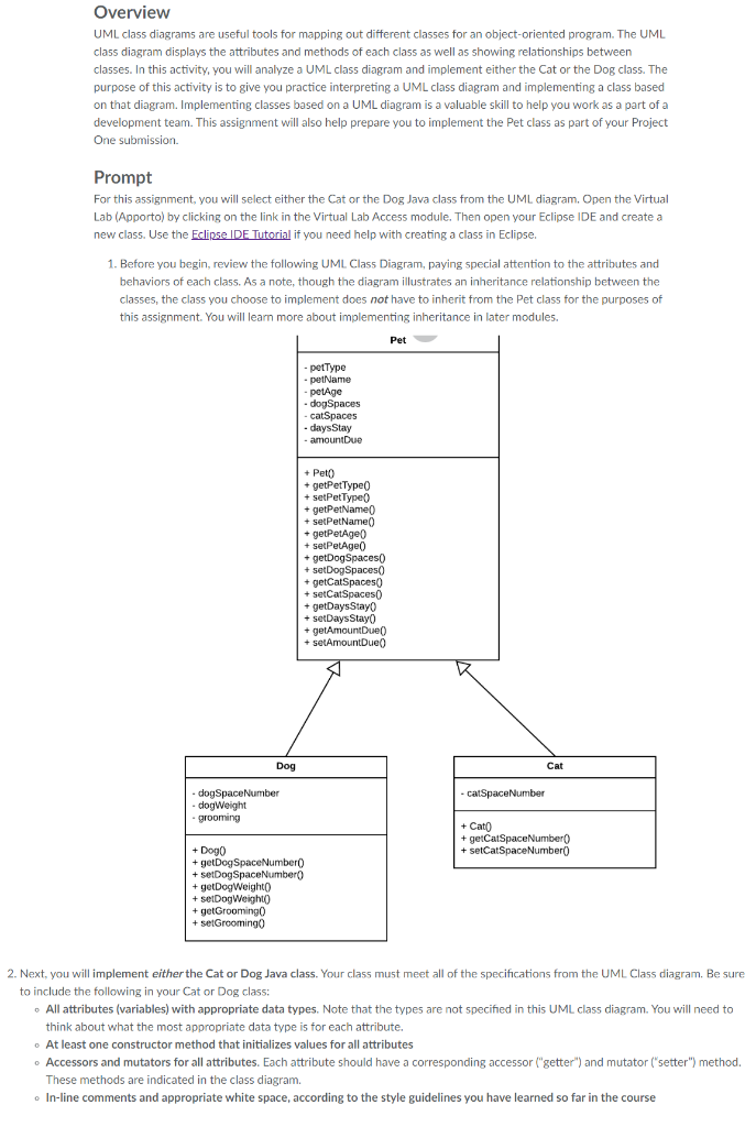 Solved Overview UML class diagrams are useful tools for | Chegg.com