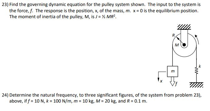 Solved 23) Find the governing dynamic equation for the | Chegg.com