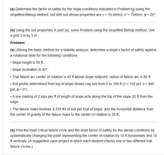 (a) Determine the factor of safety for the slope | Chegg.com