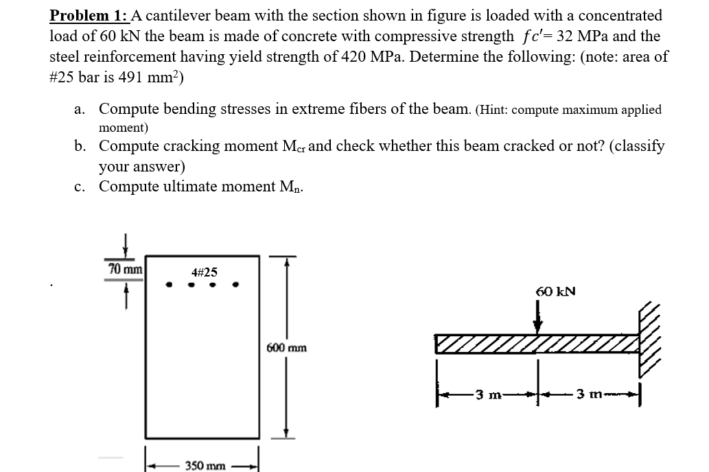 Solved Problem 1: A cantilever beam with the section shown | Chegg.com