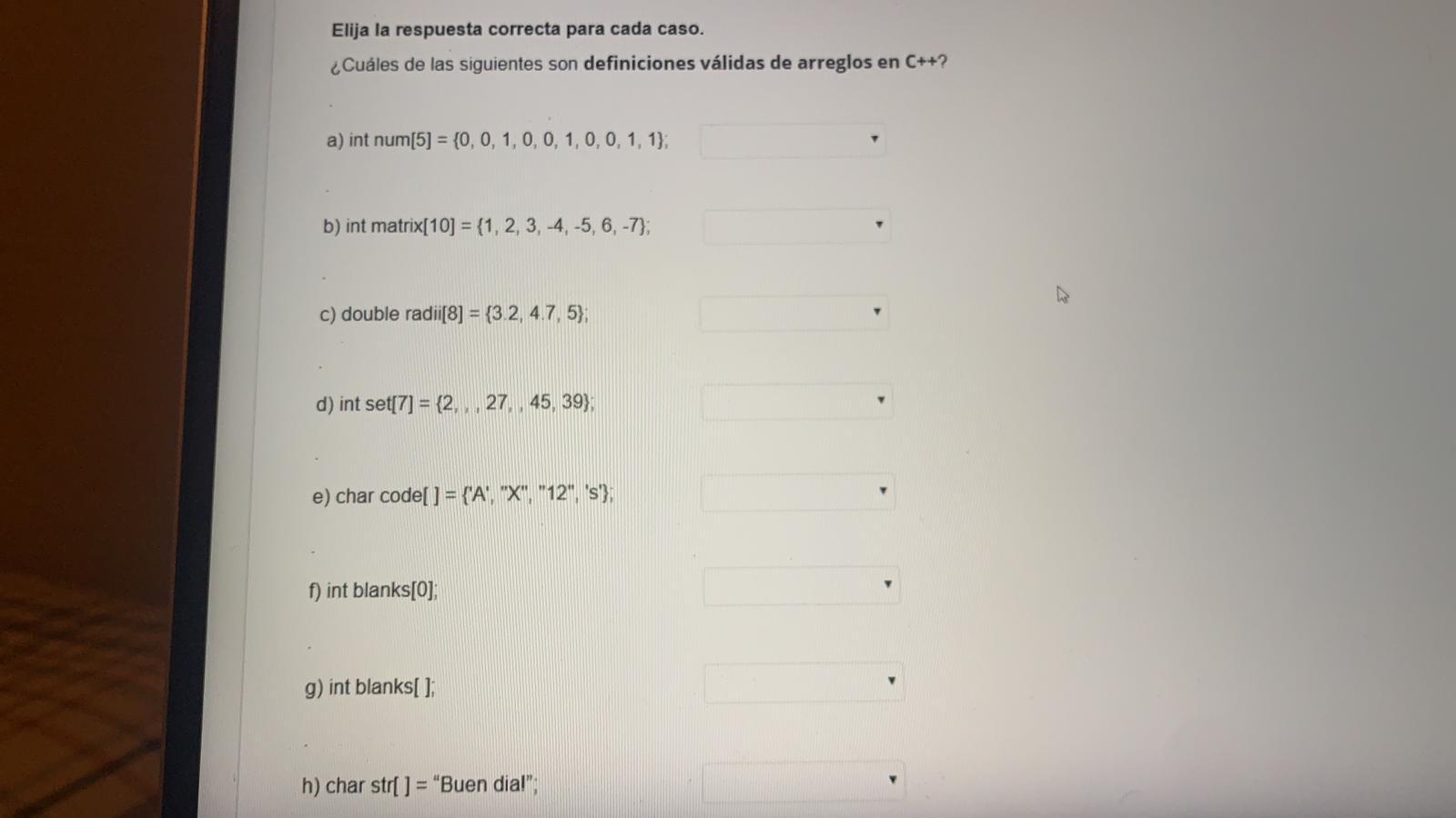 Solved Choose The Correct Answer For Each Case Which Of 