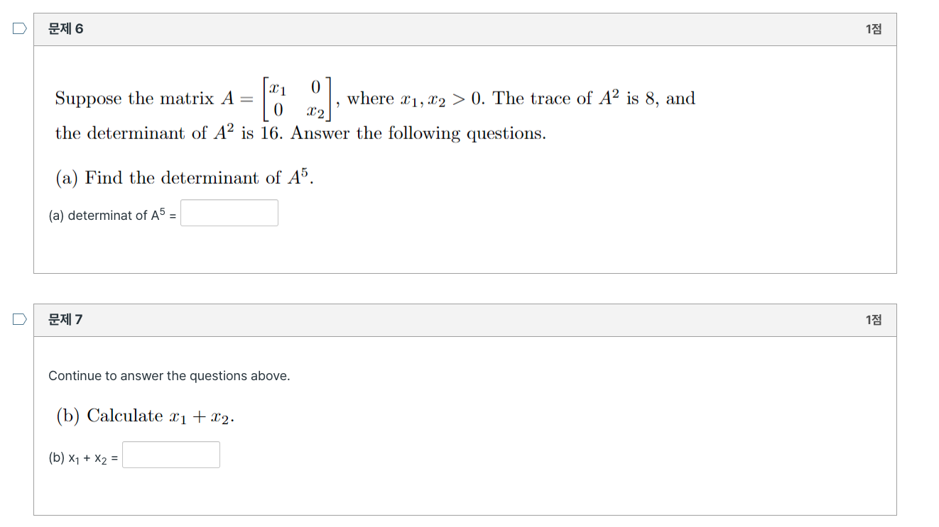 Solved Suppose the matrix A=[x100x2], ﻿where x1,x2>0. ﻿The | Chegg.com