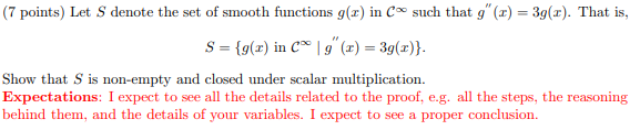 Solved (7 points) Let S denote the set of smooth functions | Chegg.com