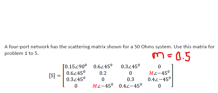 Solved A four-port network has the scattering matrix shown | Chegg.com