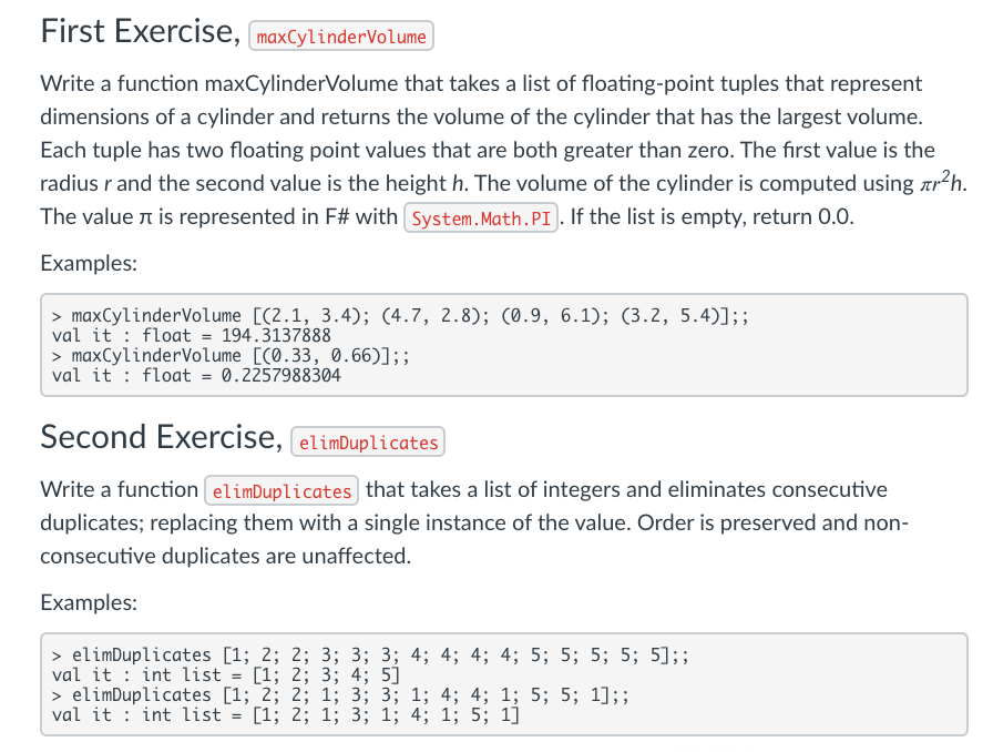 Solved Three F# Exercises This assignment consists of three | Chegg.com
