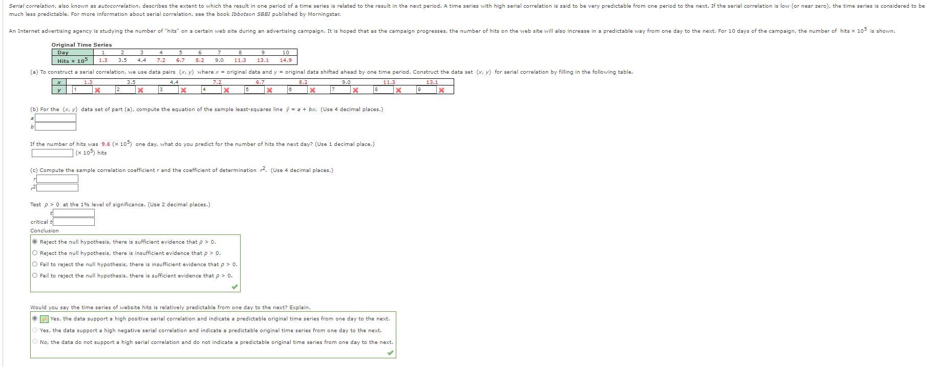 Solved Serial correlation, also known as autocorrelation, | Chegg.com