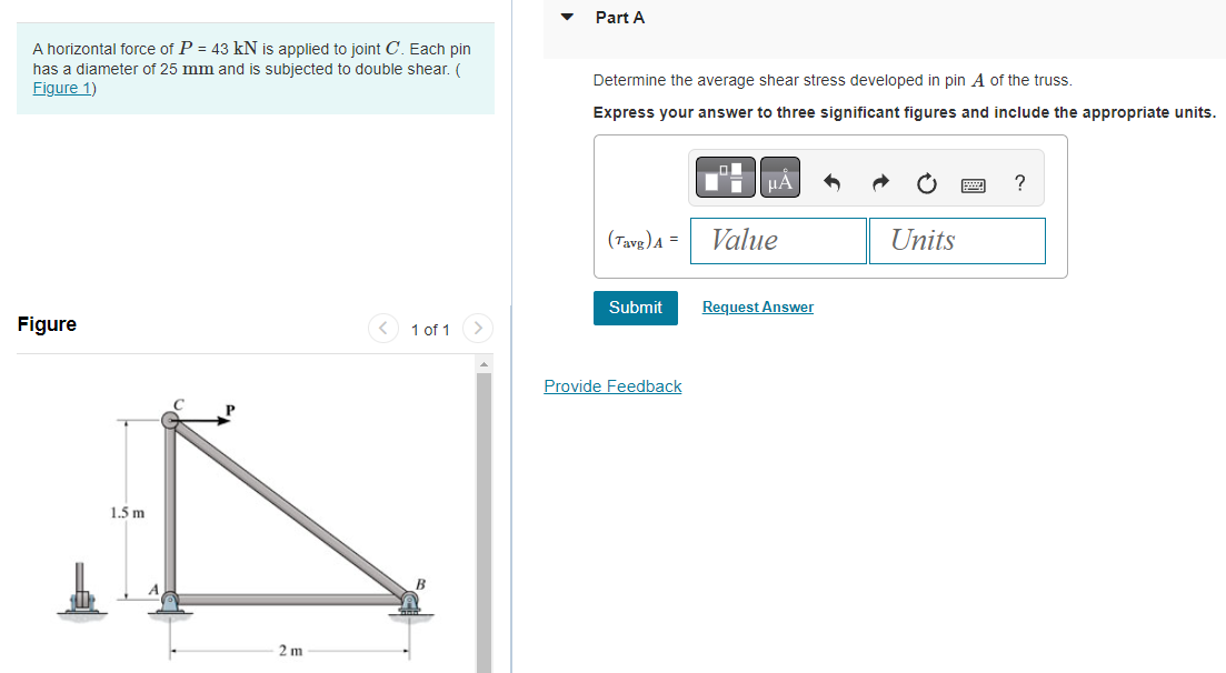 Solved A horizontal force of P=43kN is applied to joint C. | Chegg.com