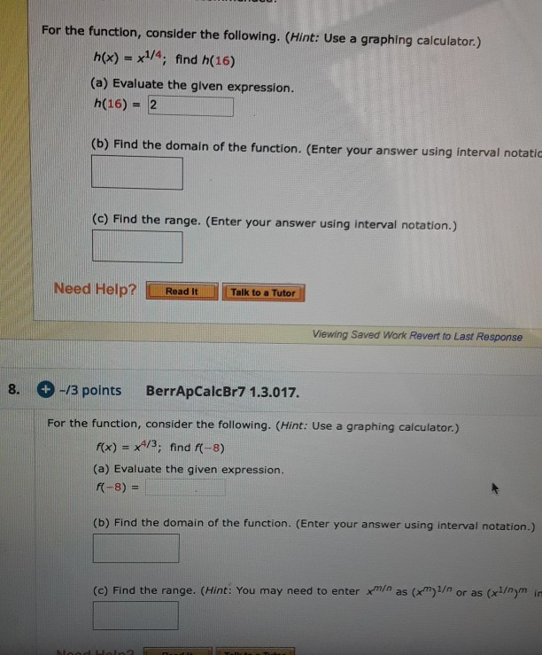 Solved For the function, consider the following. (Hint: Use | Chegg.com