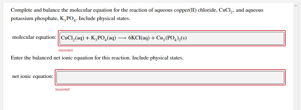 Solved Complete and balance the molecular equation for the | Chegg.com