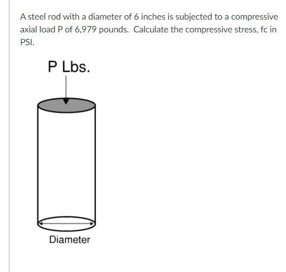 Solved A steel rod with a diameter of 6 inches is subjected | Chegg.com
