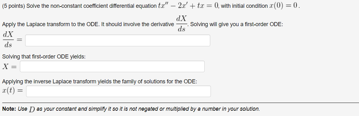 Solved (5 points) Solve the non-constant coefficient | Chegg.com