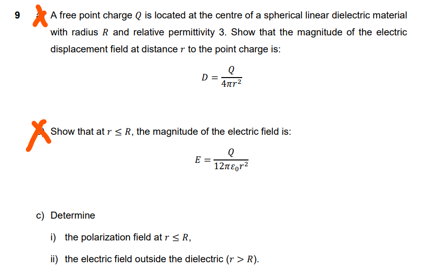 A free point charge \\( Q \\) is located at the | Chegg.com