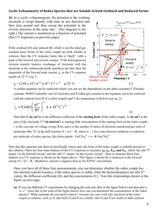 Solved Cyclic Voltammetry of Redox Species that are Soluble | Chegg.com