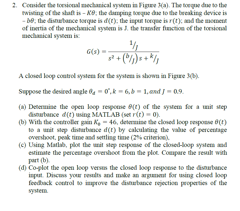 Solved 2. Consider the torsional mechanical system in Figure | Chegg.com
