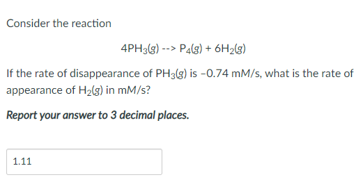 Solved Consider the reaction 4PH3(g) --> P4(g) + 6H2(g) If | Chegg.com