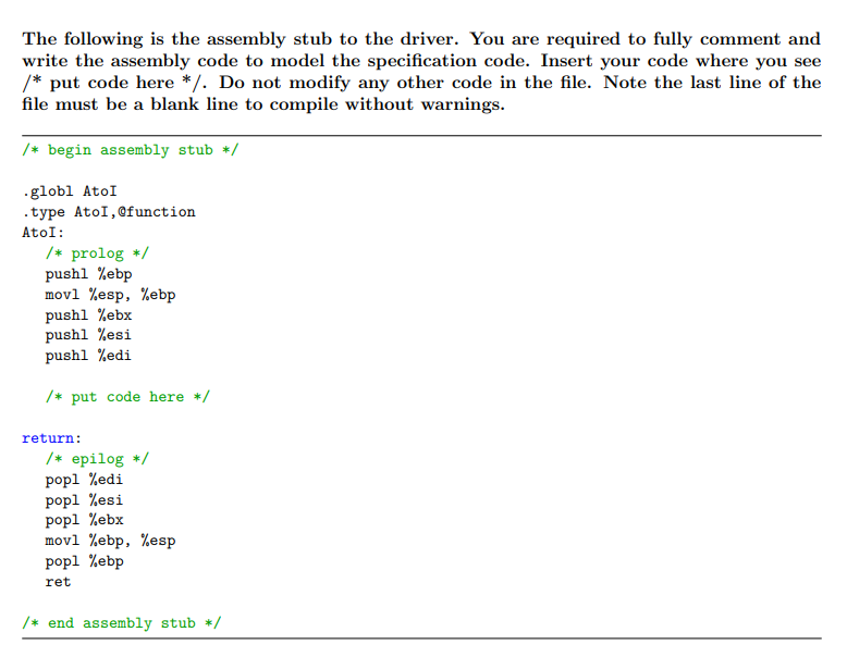 Solved This is the specification of what the assembly | Chegg.com