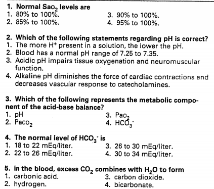 Solved 1. Normal Sao, levels are 1. 80% to 100%. 2. 85% to | Chegg.com