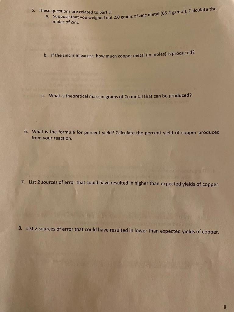 Solved Name: Date: Post-Lab: 1. The atomic mass of Cu is | Chegg.com