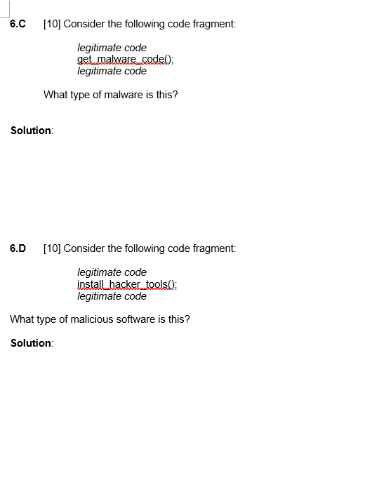 Solved 6.C [10] Consider the following code fragment: | Chegg.com