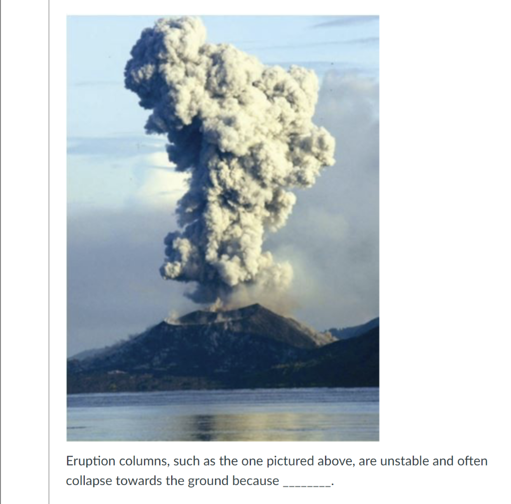 Solved Eruption columns, such as the one pictured above, are | Chegg.com