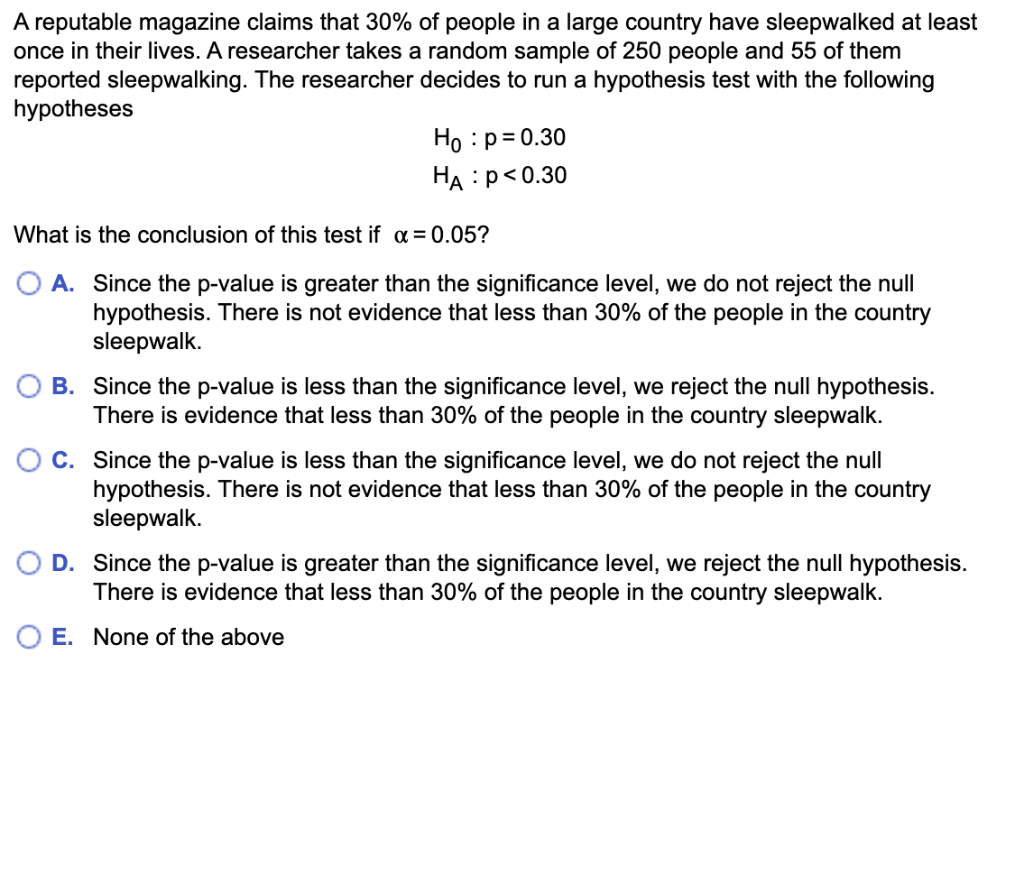 Solved A reputable magazine claims that 30% of people in a | Chegg.com