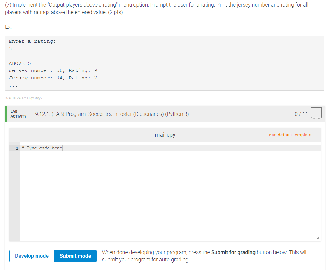 Solved 9.12 (LAB) Program: Soccer team roster (Dictionaries) | Chegg.com