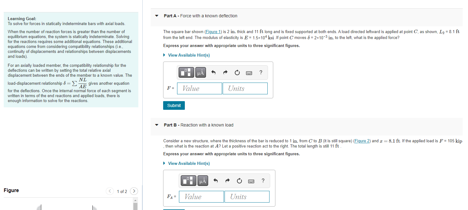 Solved Learning Goal: Part A - Force with a known deflection | Chegg.com