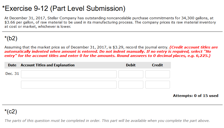 Solved "Exercise 9-12 (Part Level Submission) At December | Chegg.com