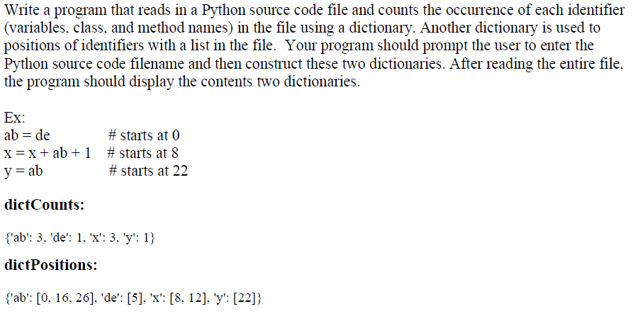 Solved Write a program that reads in a Python source code | Chegg.com