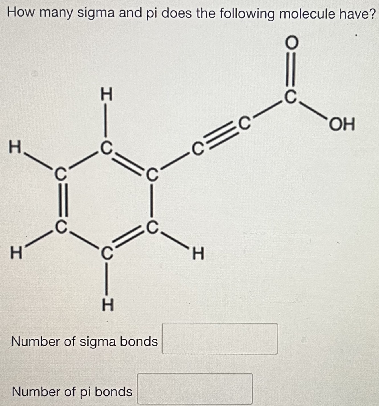 Solved How many sigma and pi does the following molecule | Chegg.com