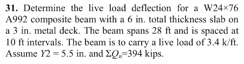 Solved 31. Determine the live load deflection for a W 24×76 | Chegg.com