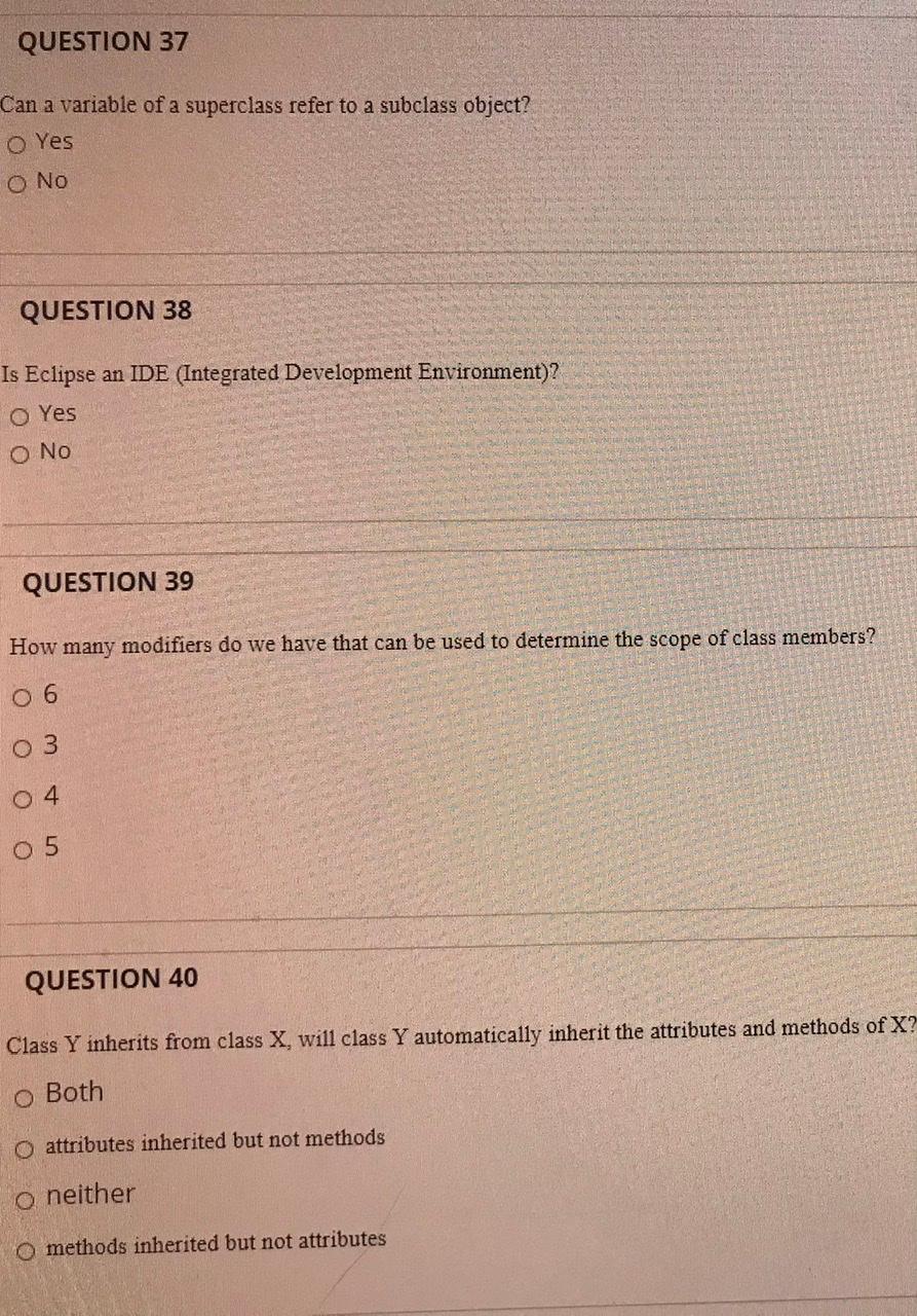Solved QUESTION 37 Can a variable of a superclass refer to a | Chegg.com