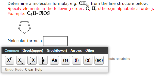 Solved Determine a molecular formula, e.g. CH4, from the | Chegg.com