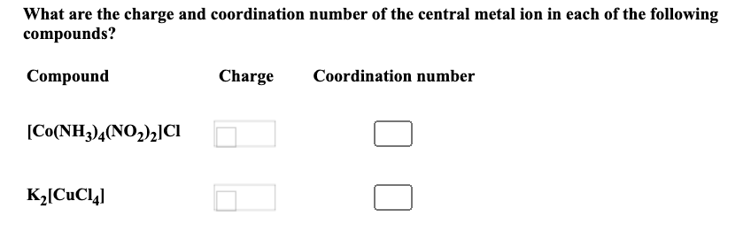 Solved What are the charge and coordination number of the | Chegg.com