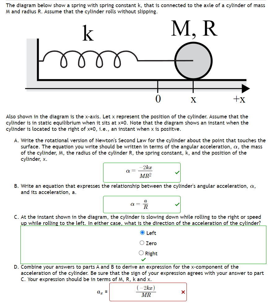 Solved The diagram below show a spring with spring constant | Chegg.com