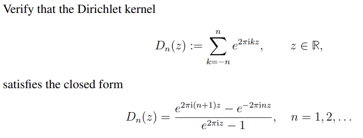 Solved Verify that the Dirichlet kernel | Chegg.com