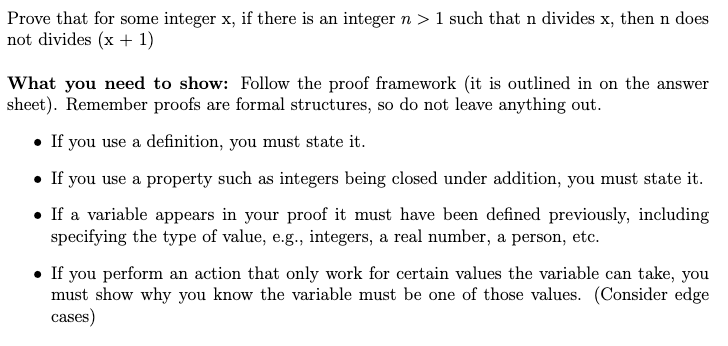 Solved Prove that for some integer x, if there is an integer | Chegg.com