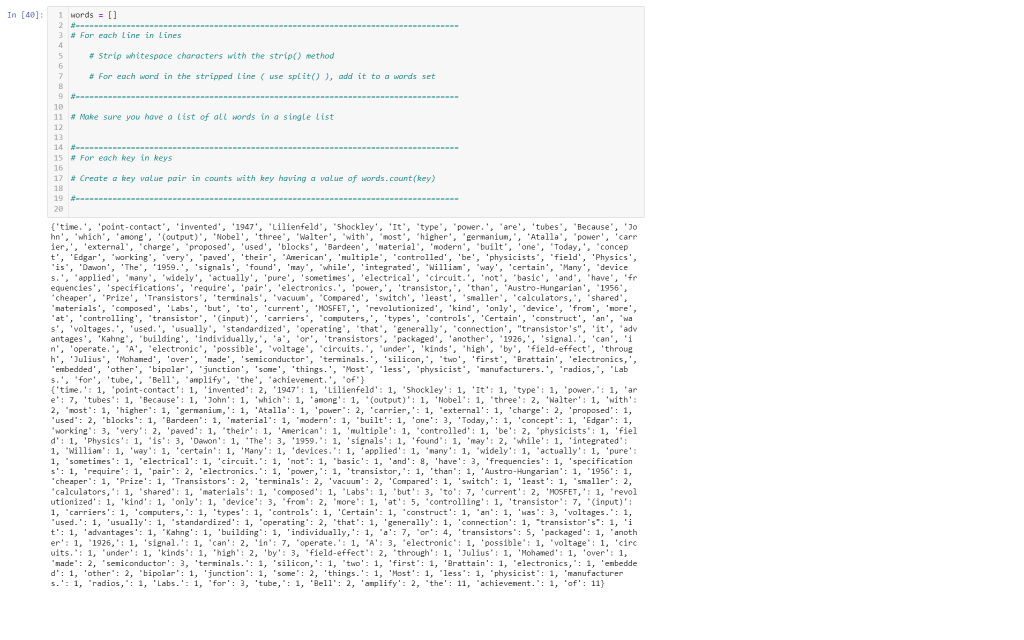 Solved 1) Count all the words in the text file. Store each | Chegg.com