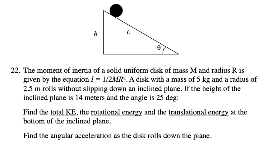 Solved L 22. The moment of inertia of a solid uniform disk | Chegg.com
