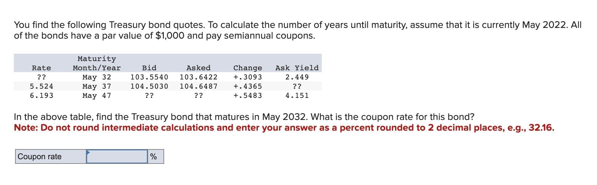 Solved You find the following Treasury bond quotes. To | Chegg.com