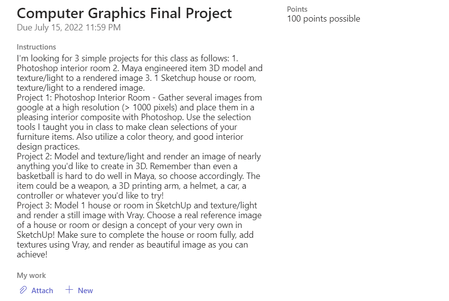 Solved Computer Graphics Final Project Due July 15, 2022 | Chegg.com
