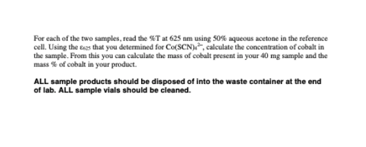 Solved EXPERIMENT 12: Preparation & Analysis of a Cobalt | Chegg.com