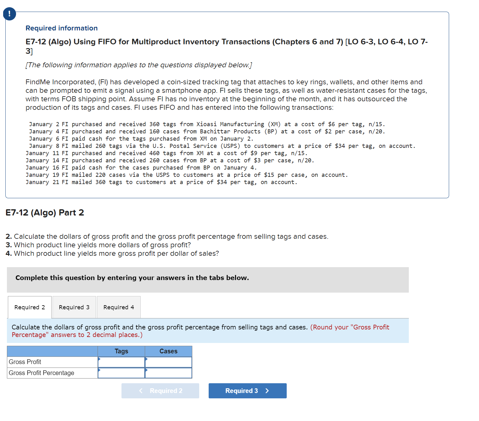 Solved Required information E7-12 (Algo) Using FIFO for | Chegg.com
