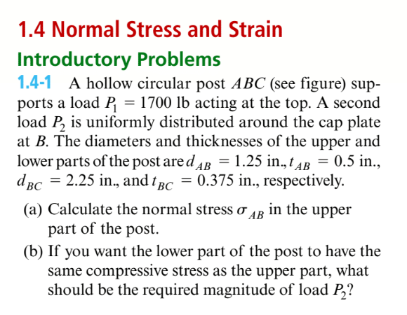 Solved 1.4 Normal Stress and Strain Introductory Problems | Chegg.com