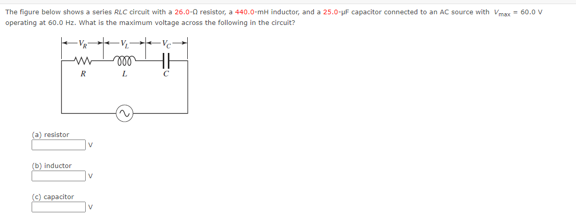 Solved The figure below shows a series RLC circuit with a | Chegg.com