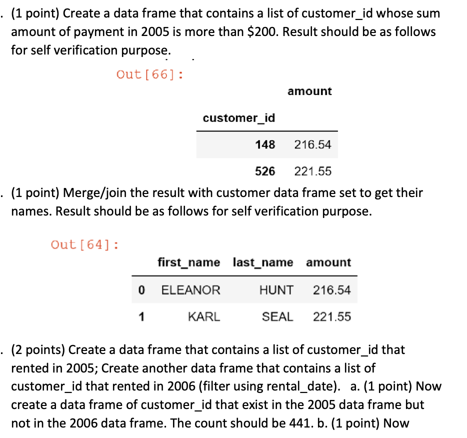 . (1 point) Create a data frame that contains a list | Chegg.com