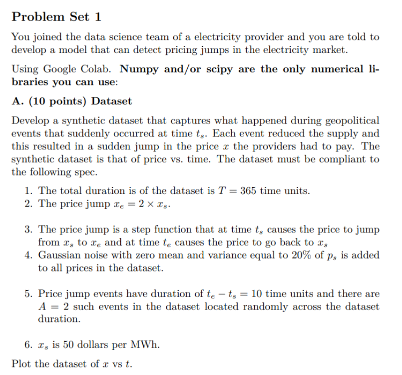 Problem Set 1 You joined the data science team of a | Chegg.com